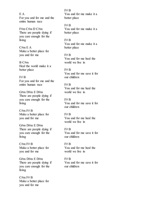 0000 heal the world | DOCX | Music | Entertainment