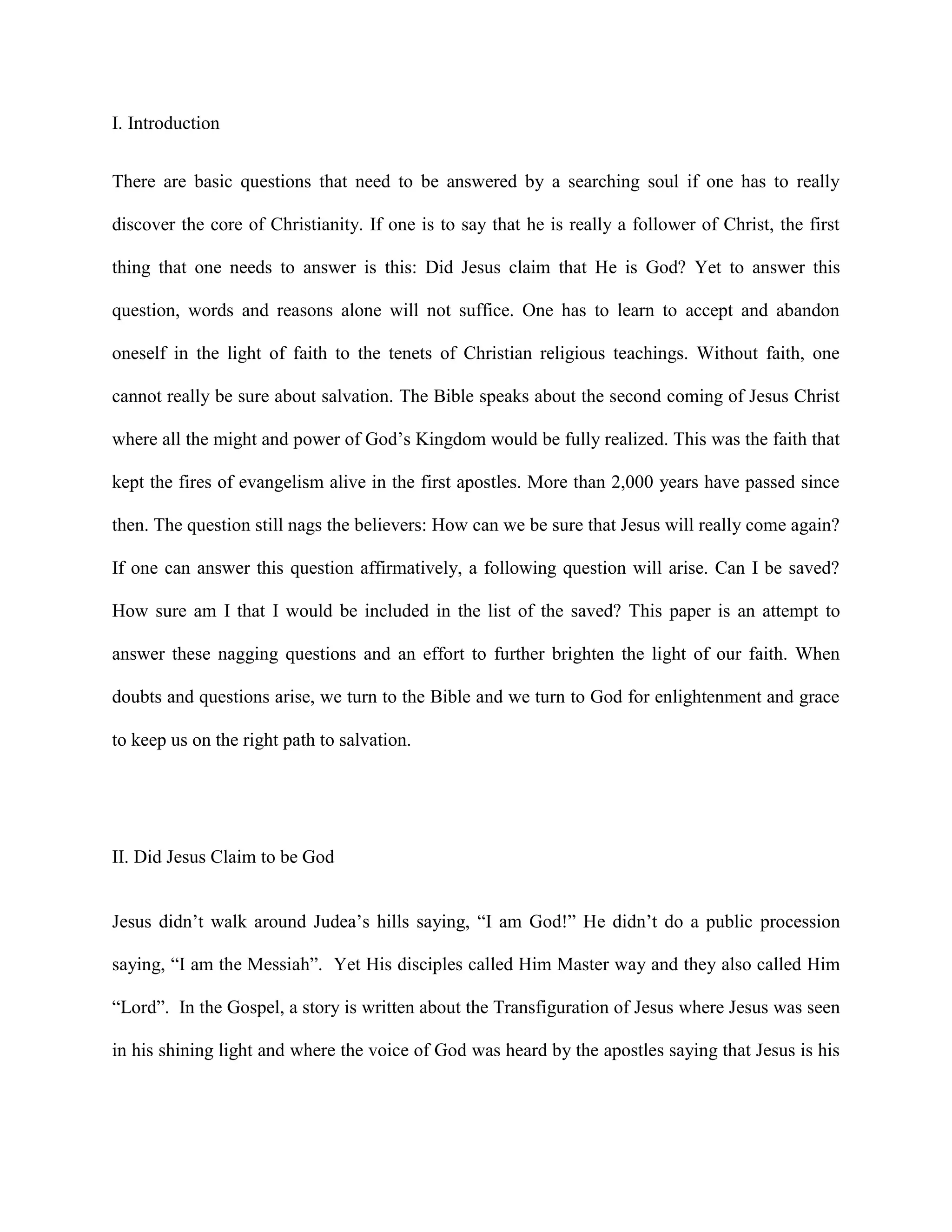 Jesus as God and Savior | DOCX