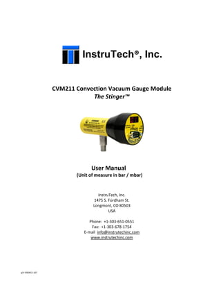 Convection Vacuum Gauge Module The Stinger Instruction Manual | PDF