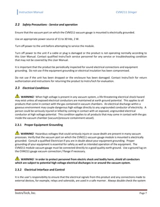 Convection Vacuum Gauge Module The Stinger Instruction Manual | PDF
