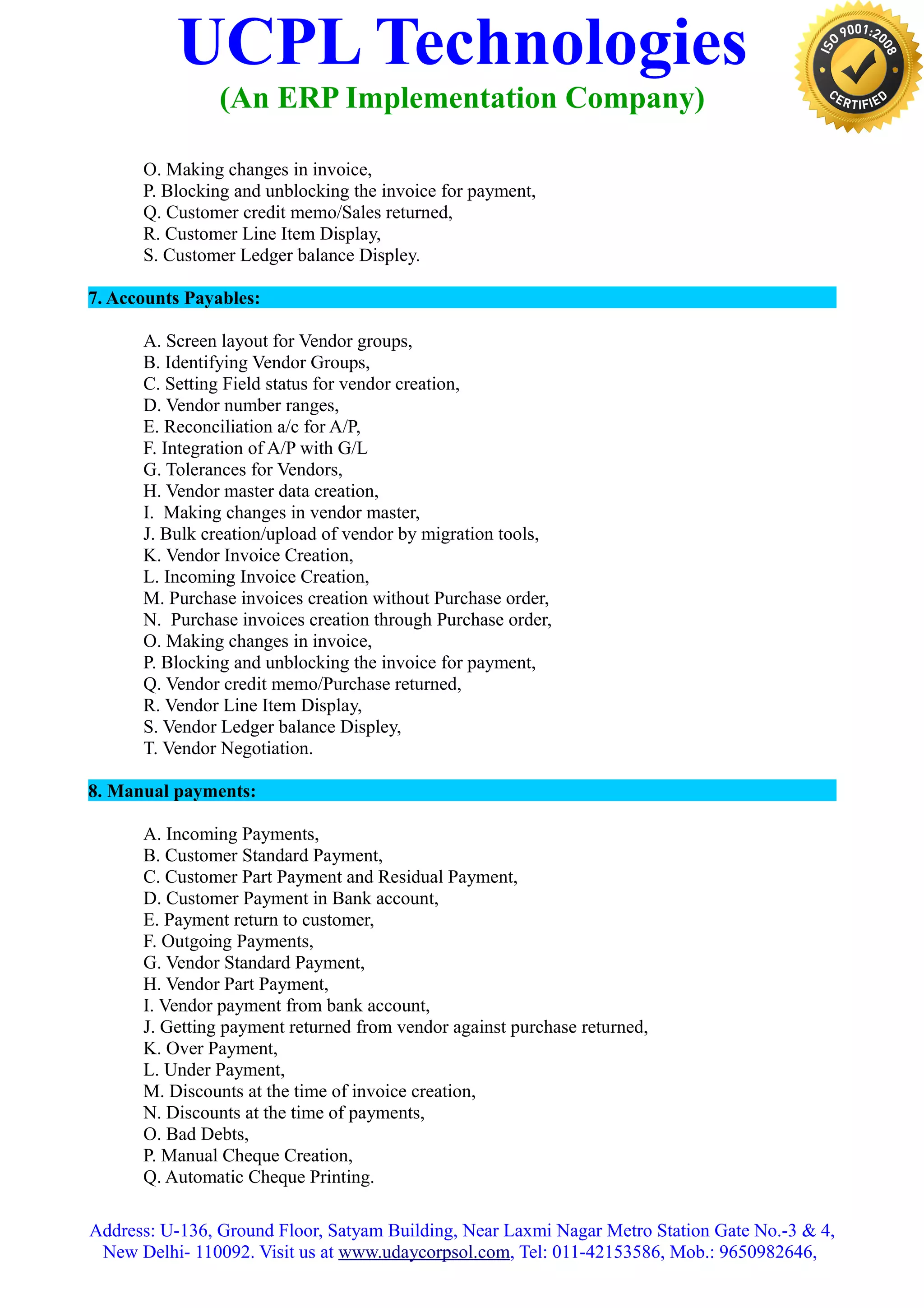 0004 sap fico syllabus ucpl technologies | PDF