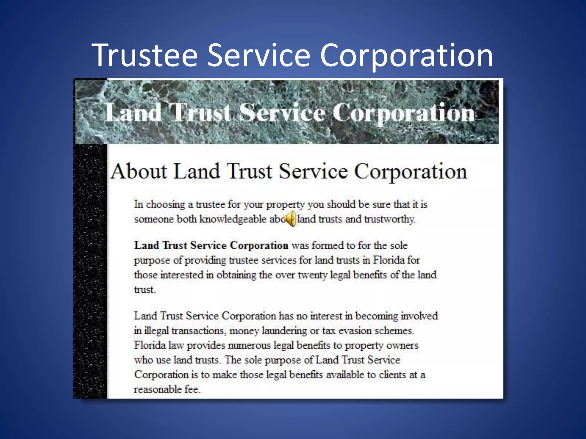 Trustee Of A Florida Land Trust | PPTX