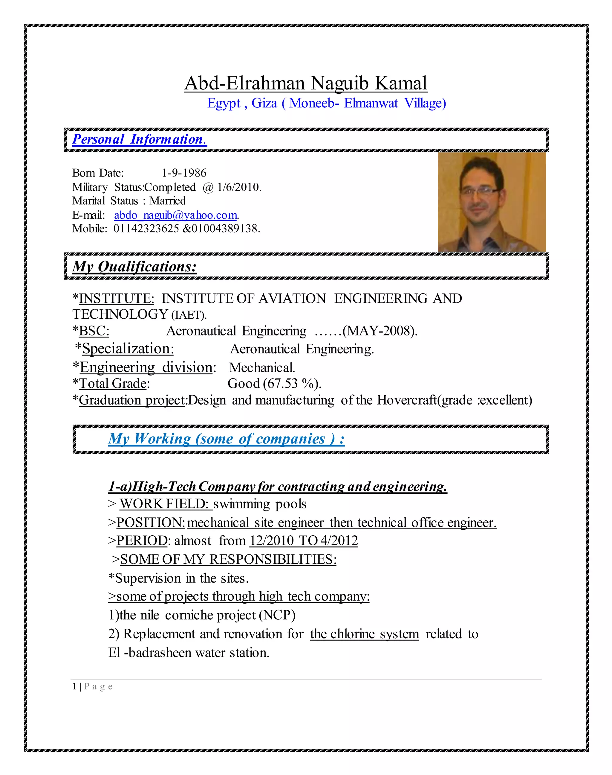 ABDO CV | DOCX | Civil Engineering Industry | Industries