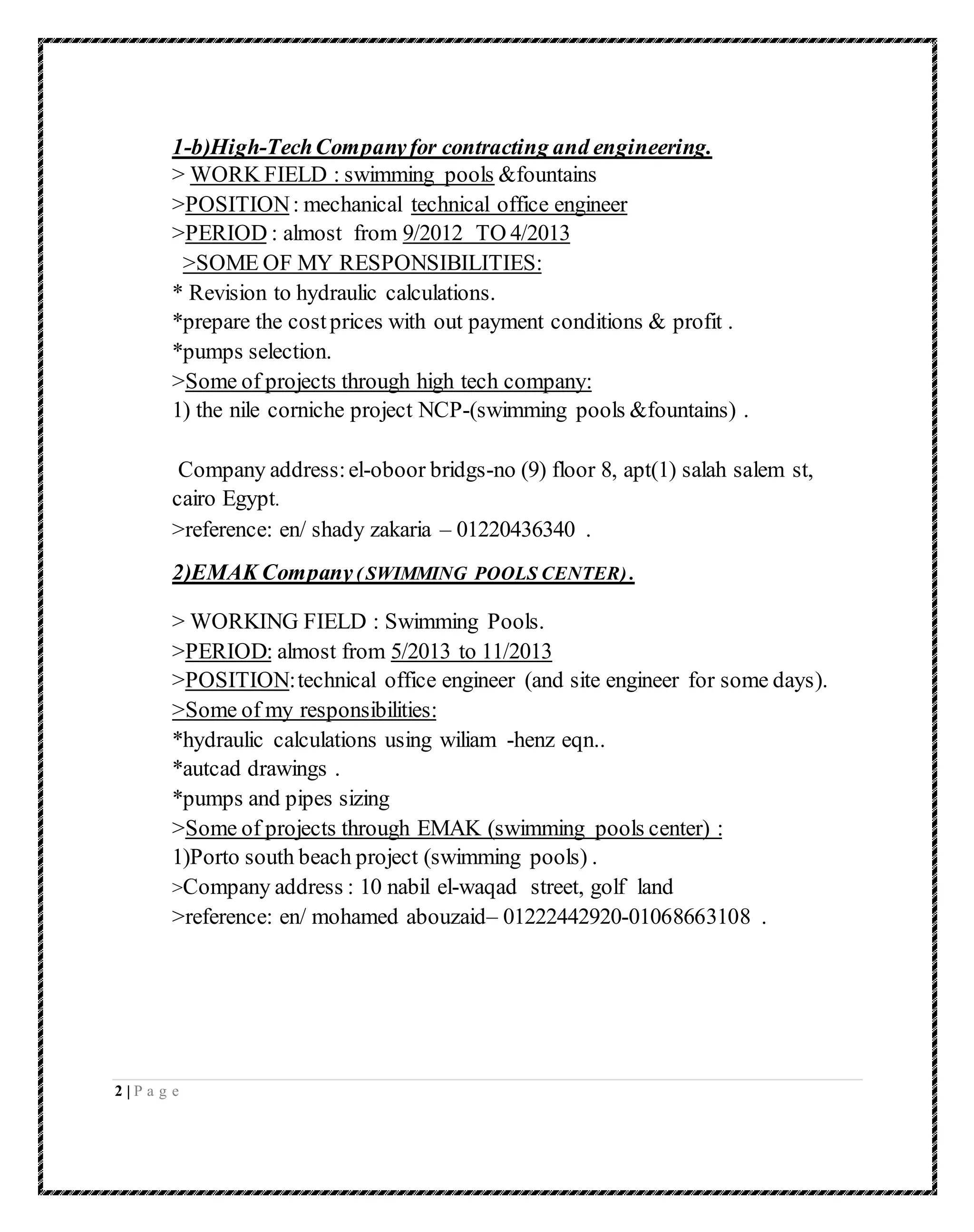 ABDO CV | DOCX | Civil Engineering Industry | Industries