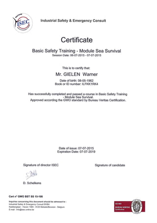 Basic Safety Training Sea Survival | PDF