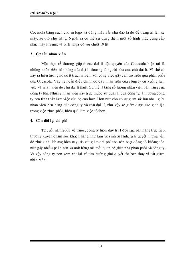 Phân tích hệ thống kênh phân phối của Coca Cola | DOC