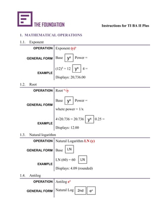 000 instructions for TI BA II Plus | PDF