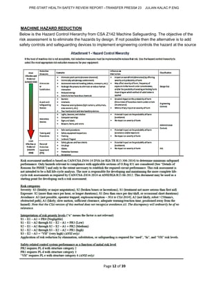 PRE-START HEALTH SAFETY REVIEW REPORT of 1000 TON MECHANICAL TRANSFER ...