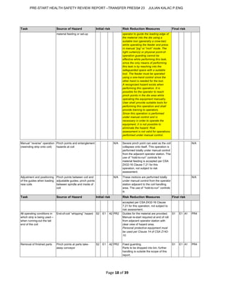 PRE-START HEALTH SAFETY REVIEW REPORT of 1000 TON MECHANICAL TRANSFER ...