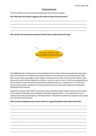 Macbeth Booklet | DOCX | Fantasy | Genres