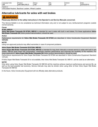 Volvo Wheel Loader L120d Service Manual | PDF