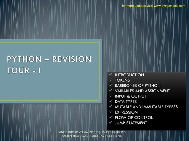 REVISION OF PYTHON CLASS 12 NOTES CMPUTER SCIENCE | PPT