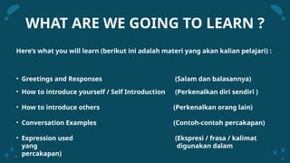 Simple Engish Introduction for Beginner Class | PPTX