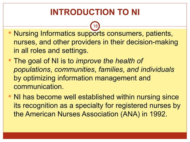 overview of nursing informatics overview of nursing informatics | PPT overview of nursing informatics overview of nursing informatics | PPT