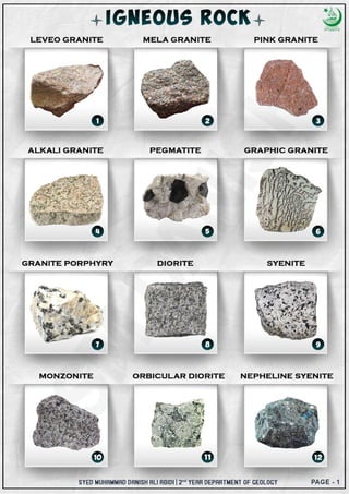 Igneous, Metamorhpic, Sedimentary Rock Samples | PDF
