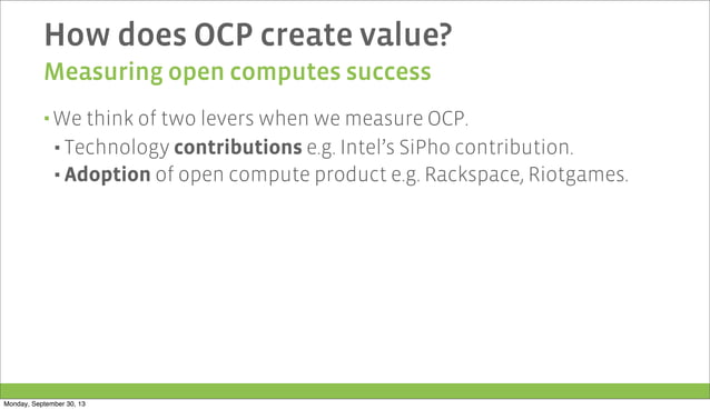 John Kenevey, Open Compute "Open Compute Project: history, value proposition and future ...