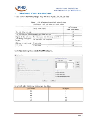 KHAI BÁO DEFINE MASS SOURCE TRONG ETABS NHƯ THẾ NÀO? | PDF
