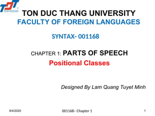 CÚ PHÁP HỌC BÀI 1 - PARTS OF SPEEECH POS | PPT | Homework and Study | Education