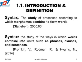 CÚ PHÁP HỌC BÀI 1 - PARTS OF SPEEECH POS | PPT