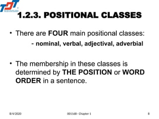 CÚ PHÁP HỌC BÀI 1 - PARTS OF SPEEECH POS | PPT