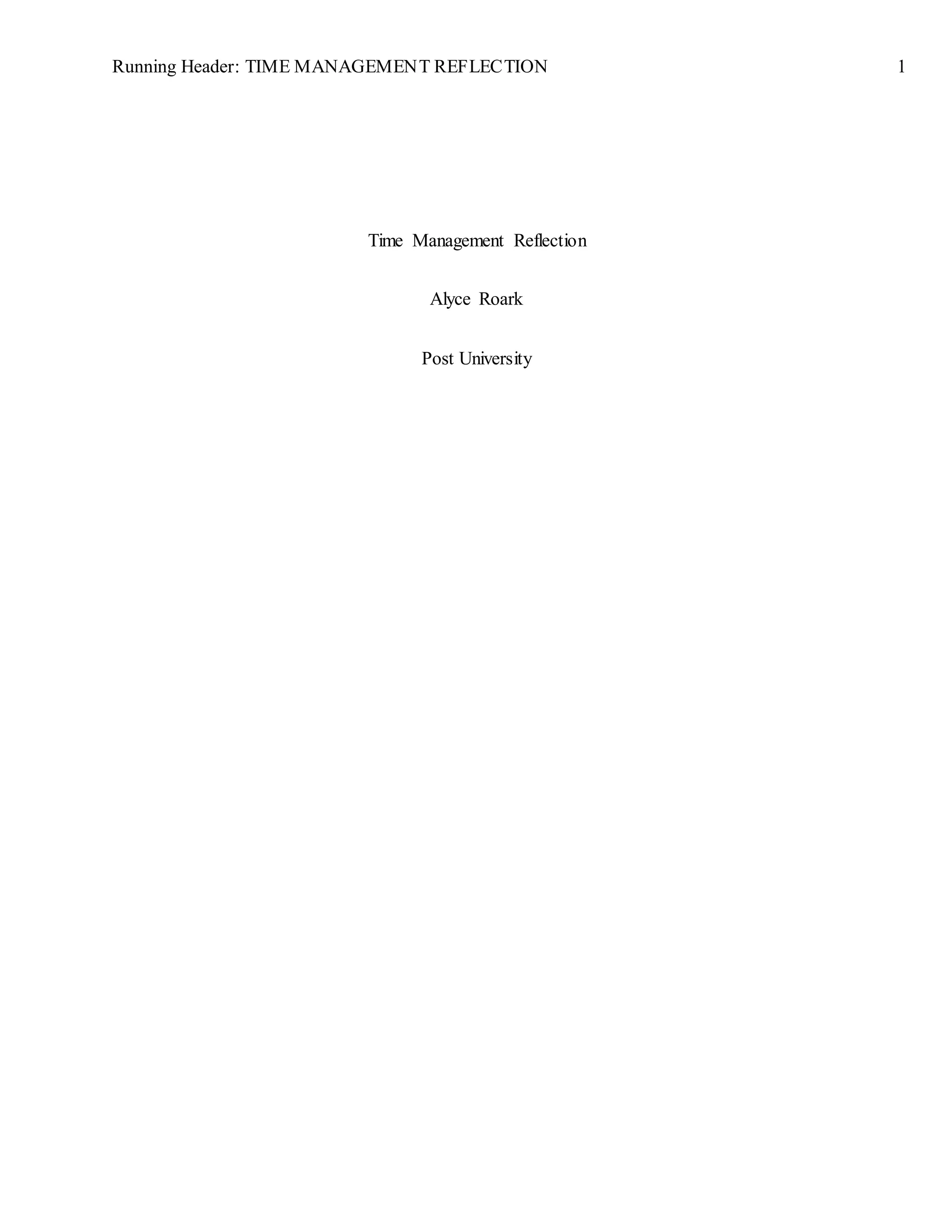 Time Management Reflection | DOCX