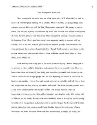 Time Management Reflection | DOCX