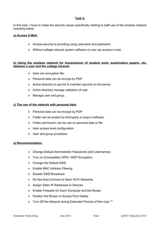 Enterprise networking course work under NCC Education | DOC