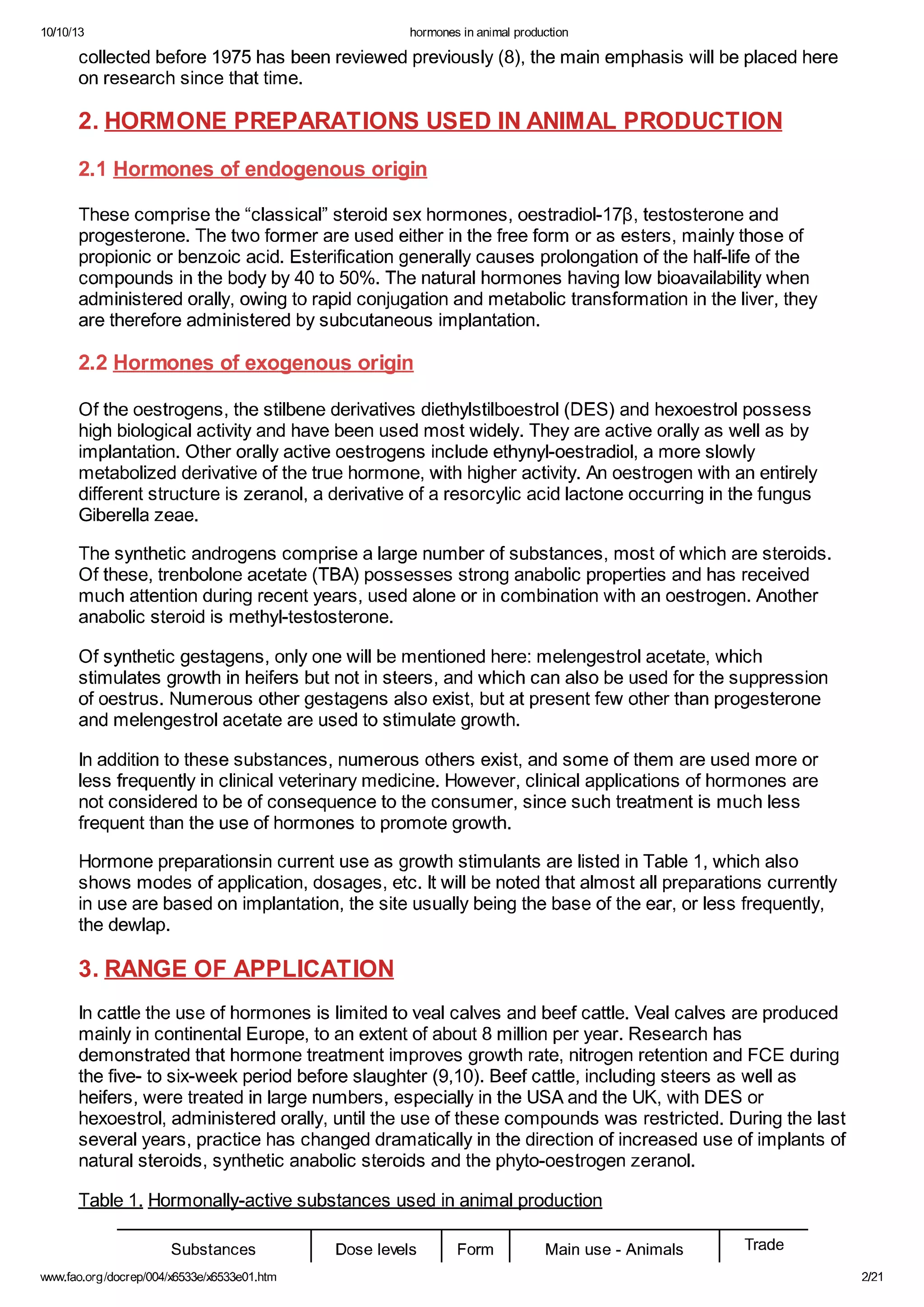 THE USE OF HORMONES IN ANIMAL PRODUCTION | PDF