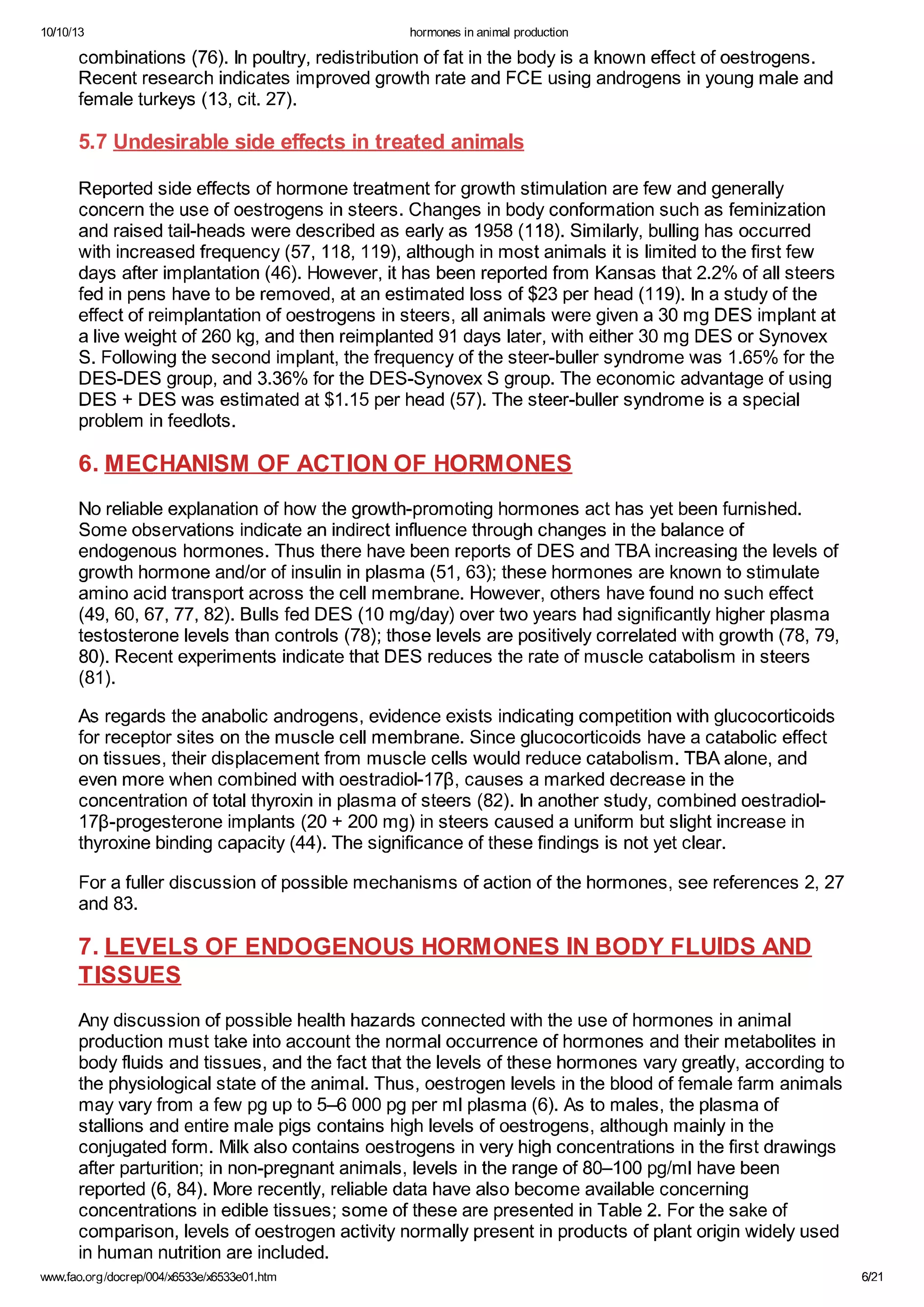 THE USE OF HORMONES IN ANIMAL PRODUCTION | PDF