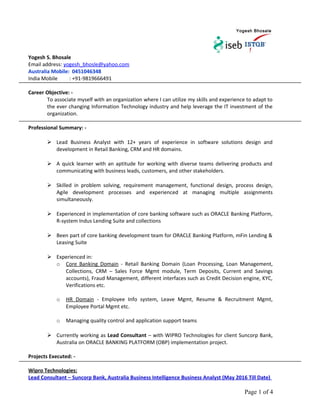 YogeshBhosale_Resume | DOC | Business Banking & Finance | Business