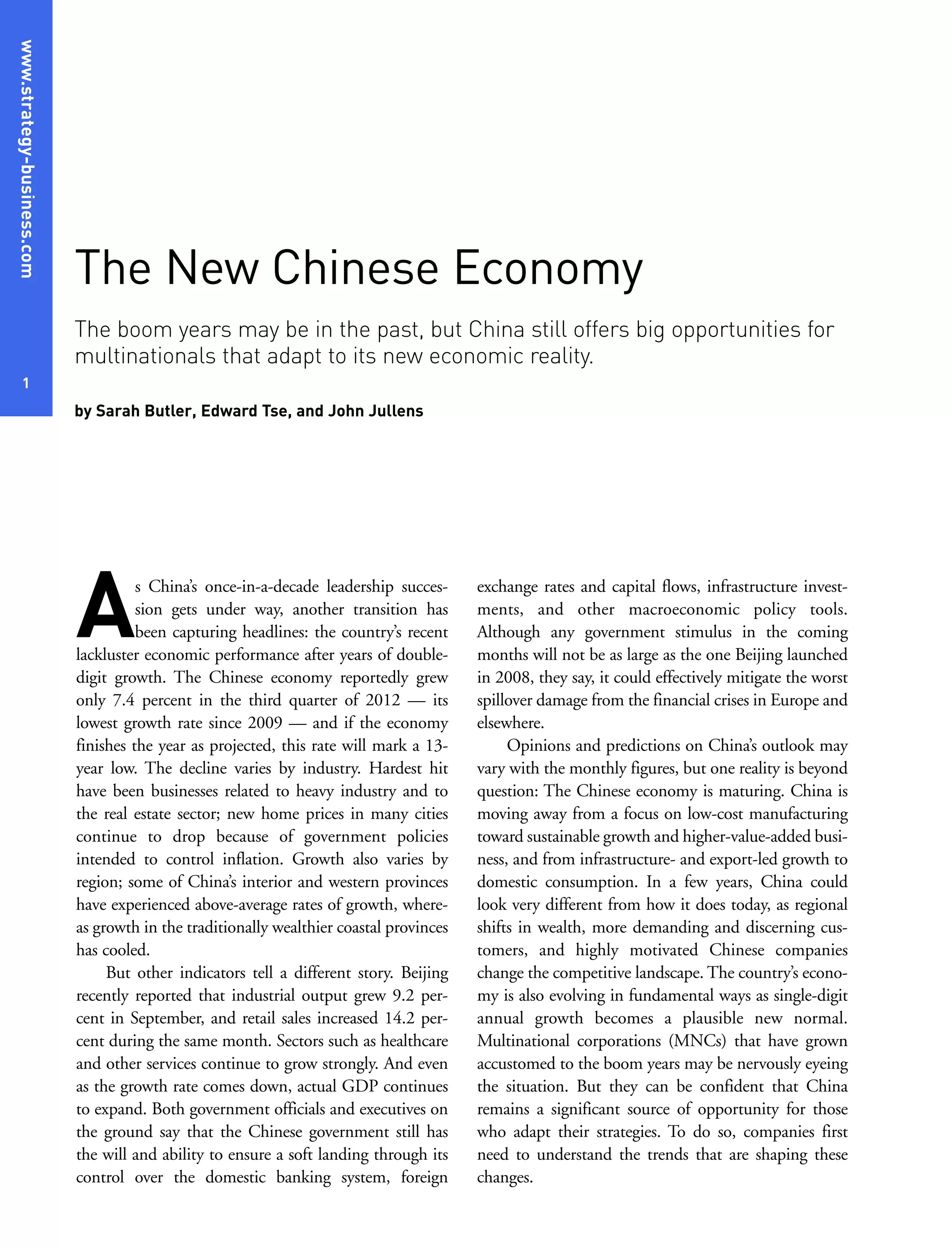 The New Chinese Economy | PDF