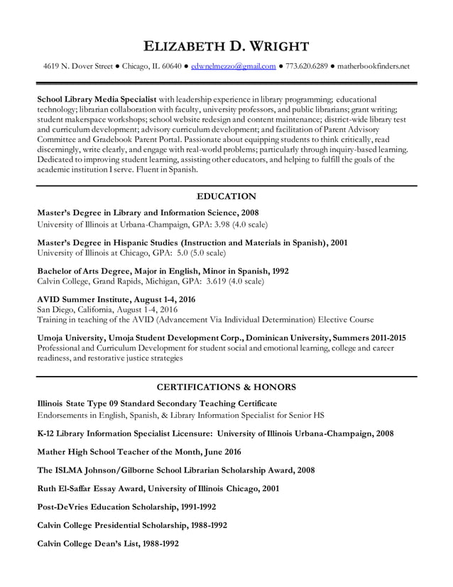 2016 Resume Elizabeth Wright | PDF