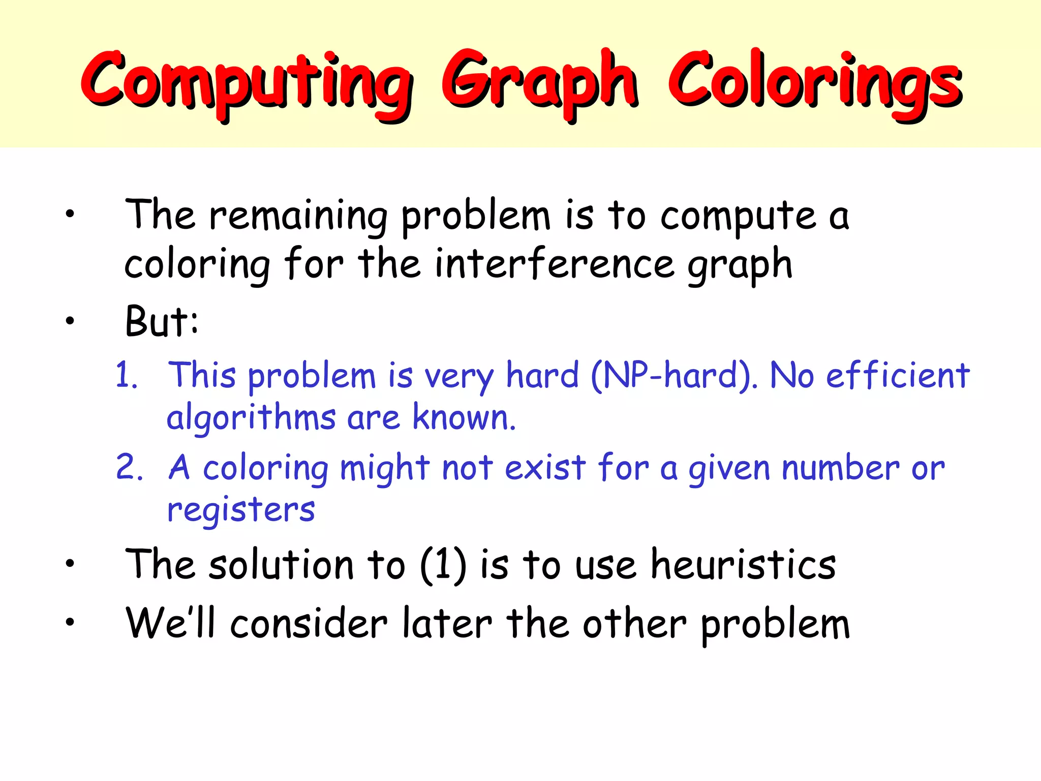 0015register Allocation Graph Coloring Ppt Programming Languages Computing