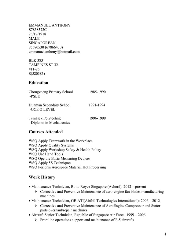 Emmanuel Resume | DOC