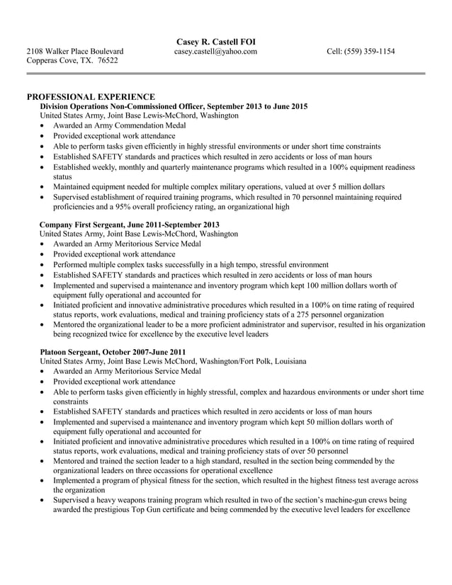 Resume(Bullet Format) | PDF