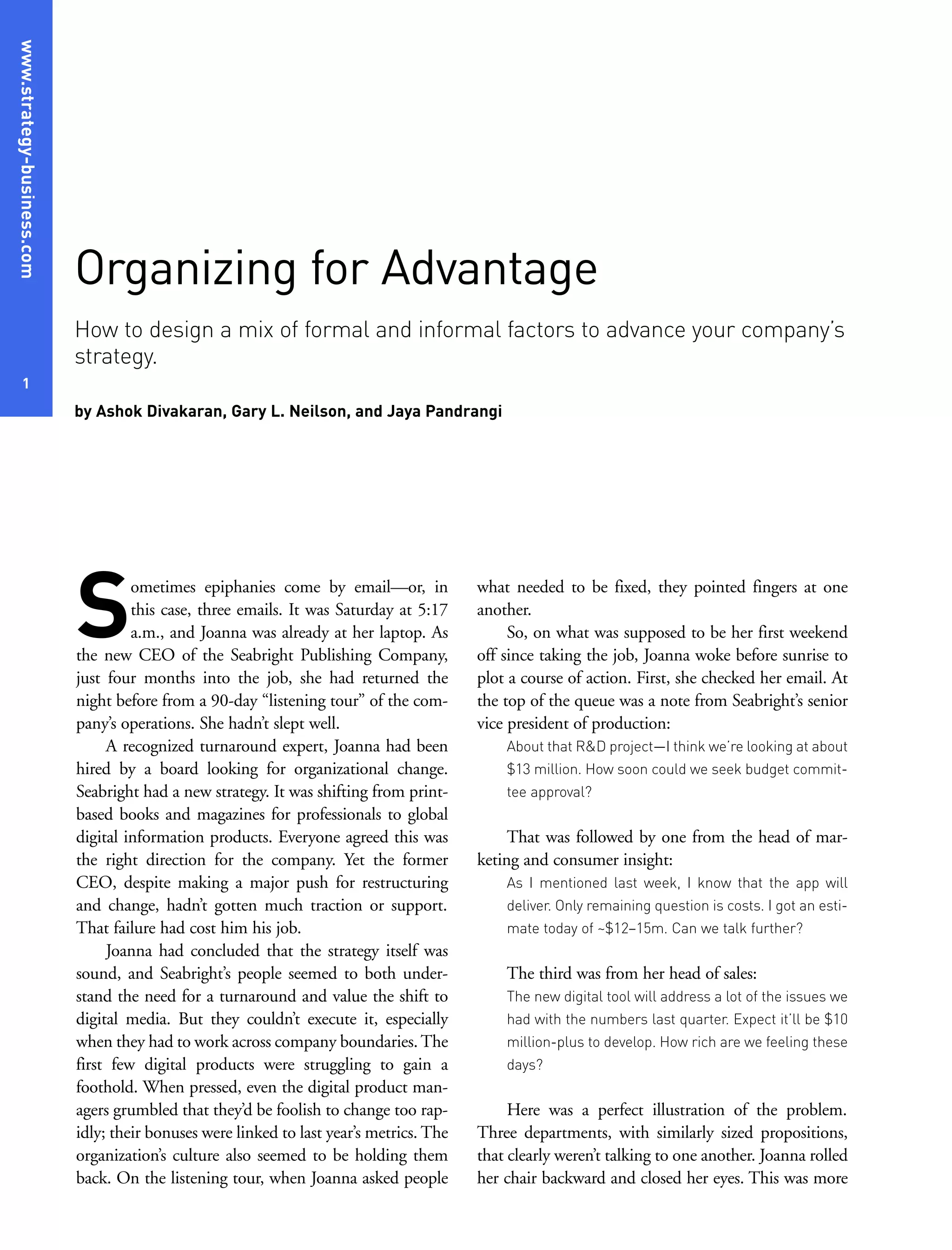 Organizing for Advantage | PDF