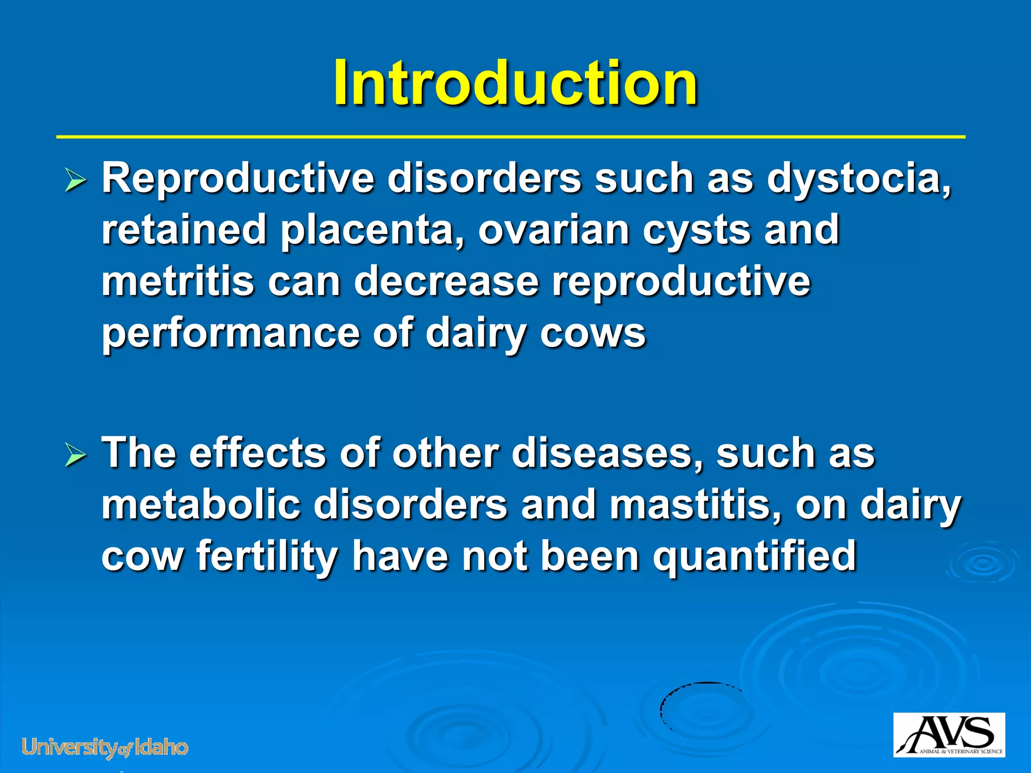 Impact of Metabolic Disorders and Mastitis on Reproduction | PPT
