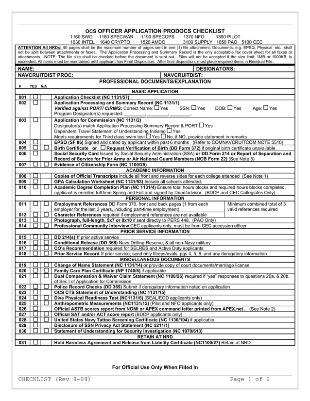 001 Application Checklist ( N C 1131 57) | DOC | Resume Writing and ...