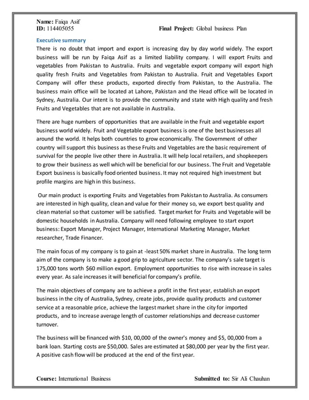 Global Business Plan | DOCX