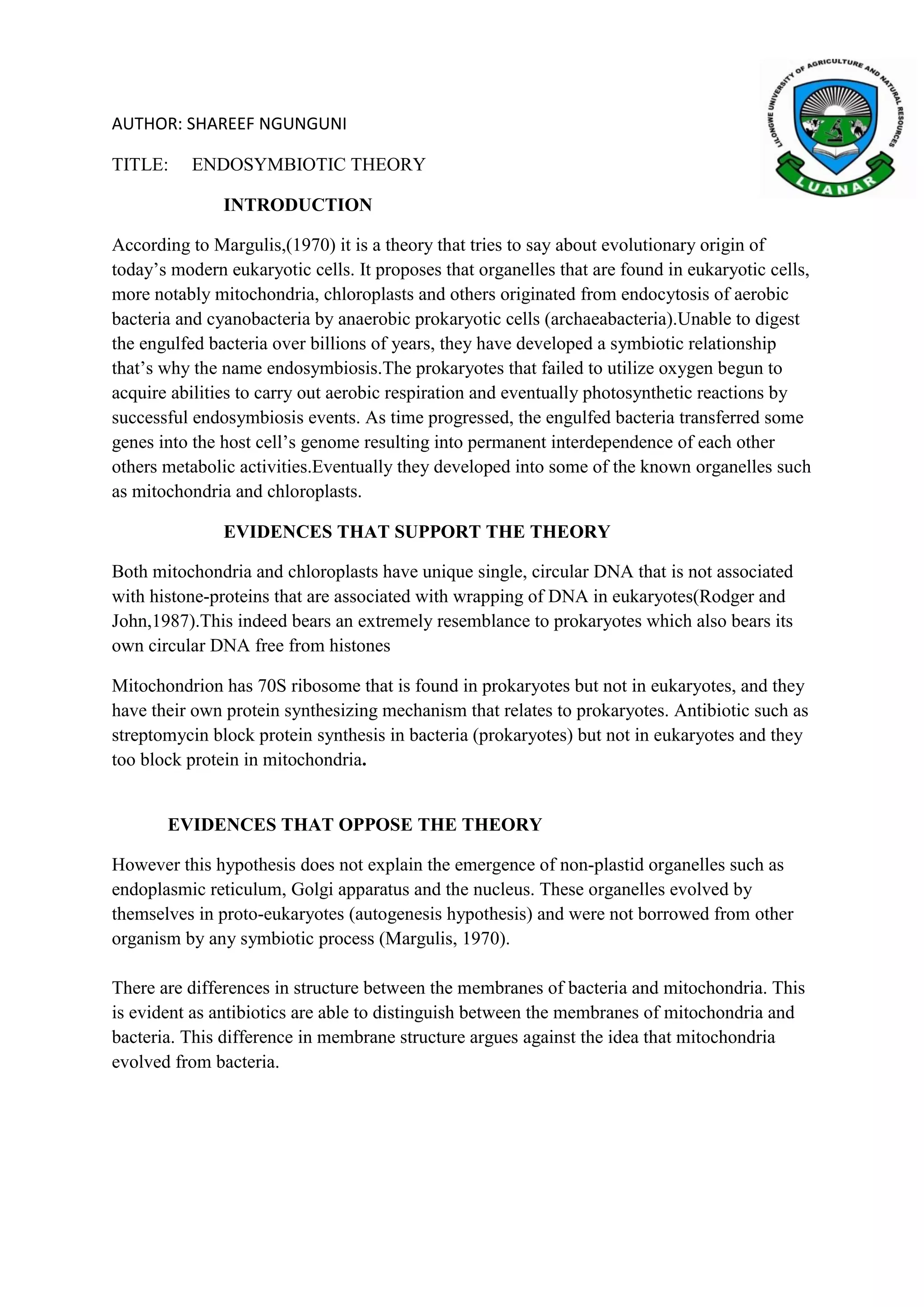 Endosymbiotic theory | PDF