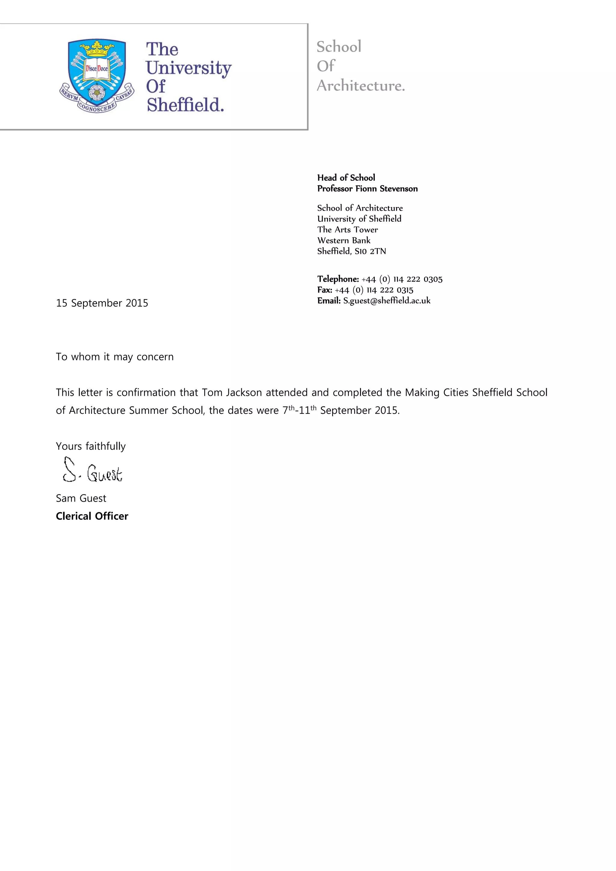 Sheffield Confirmation | PDF