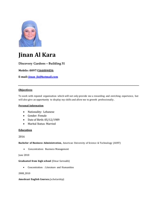 Jinan Al Kara cv done | PDF