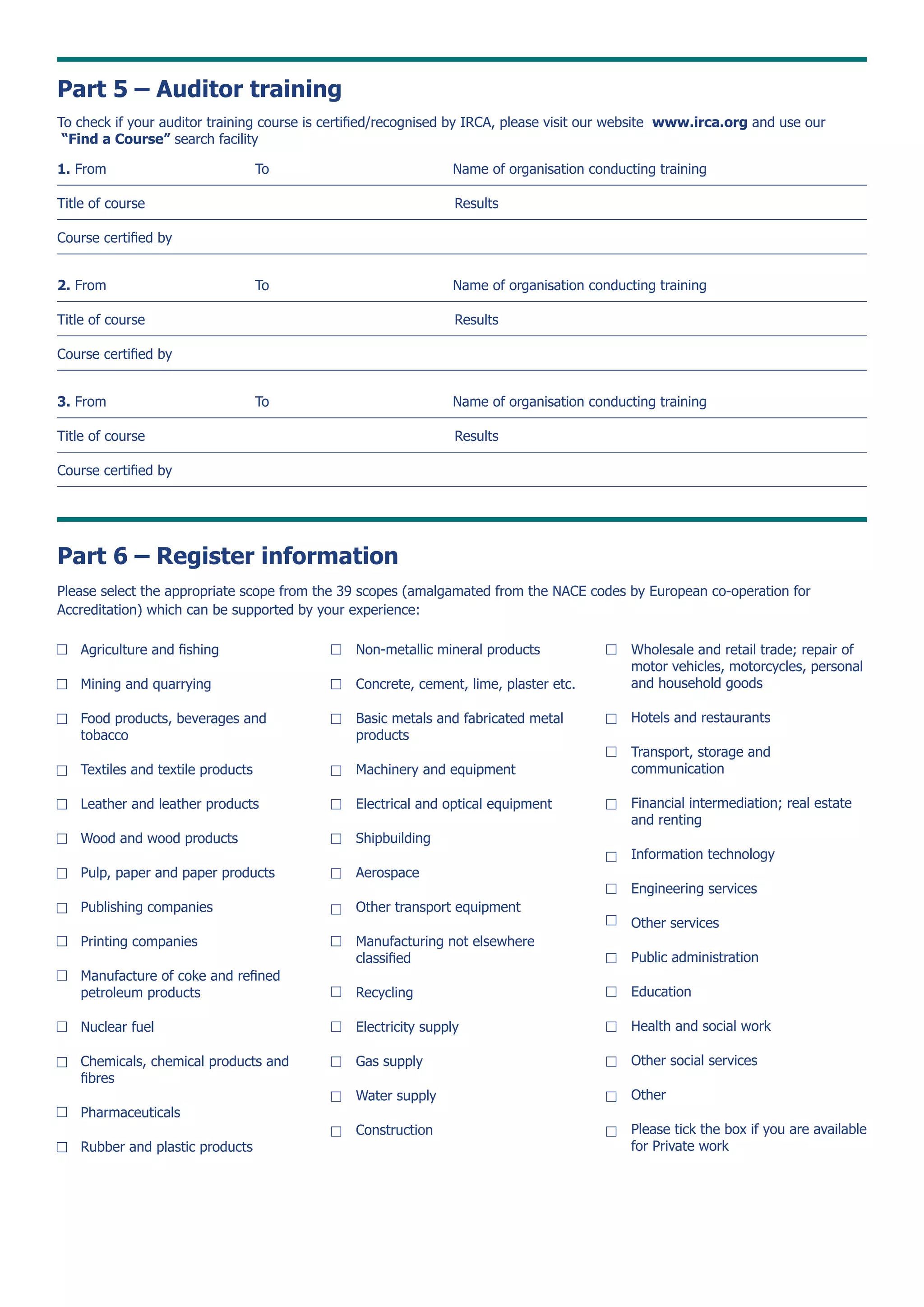 001 irca application_form | PDF