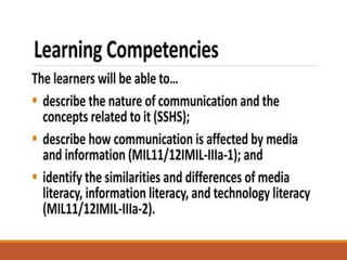 Medial and Information Literacy Senior High School HUMSS | PPTX