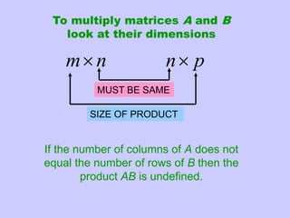 Properties of Matrix Algebra and operations . | PPT