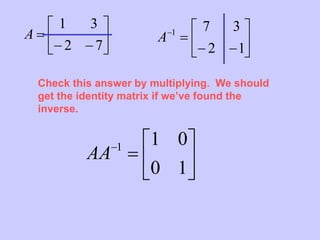 001 ppt Matrix Algebra Analysis and uses.ppt