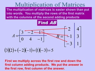 001 ppt Matrix Algebra Analysis and uses.ppt