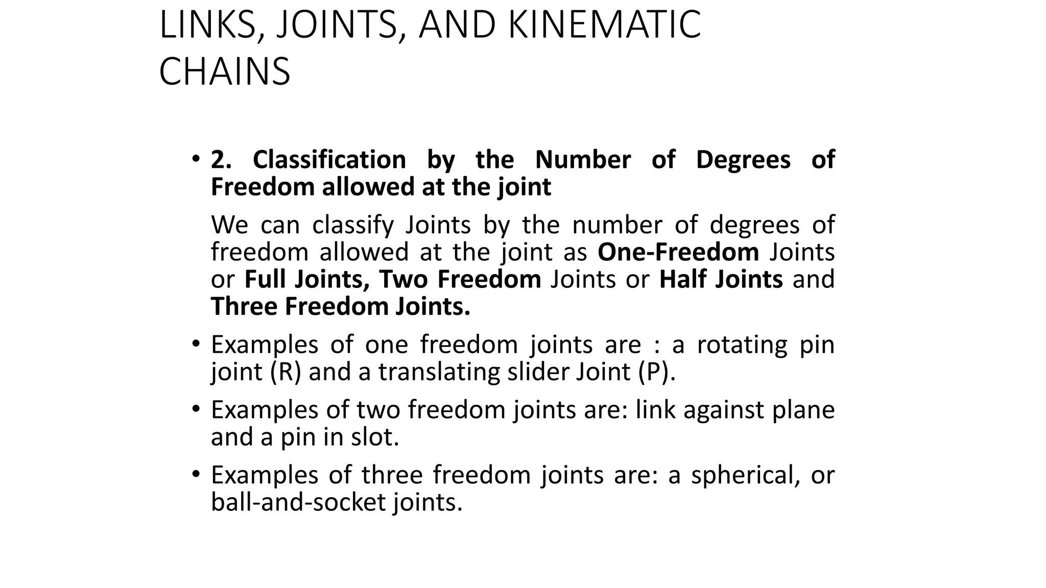 Links , Joints and its classification | PPTX