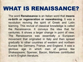 English Literature from the OLD ENGLISH PERIOD through the RENAISSANCE ...