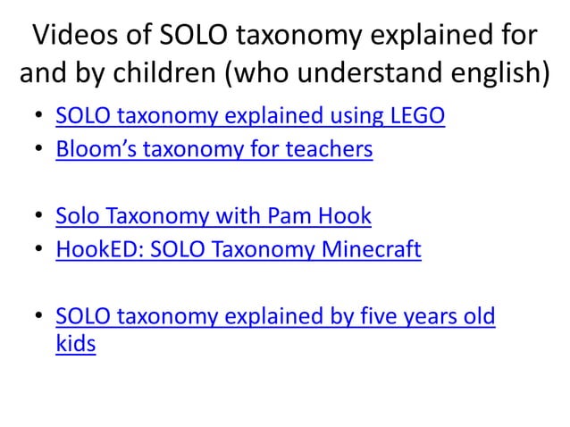 001 solo taxonomy from John Biggs and Kevin Collis | PPTX | Educational ...